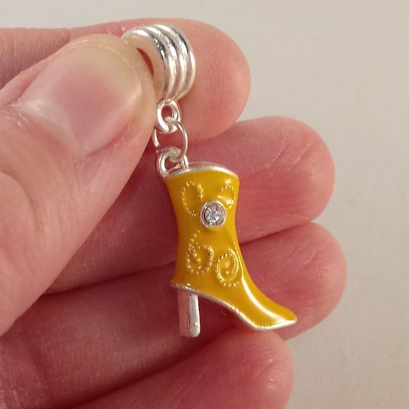 Jewelry | Silver Plated Diamond Crystal Gold Swirl Western Cowboy Boot ...